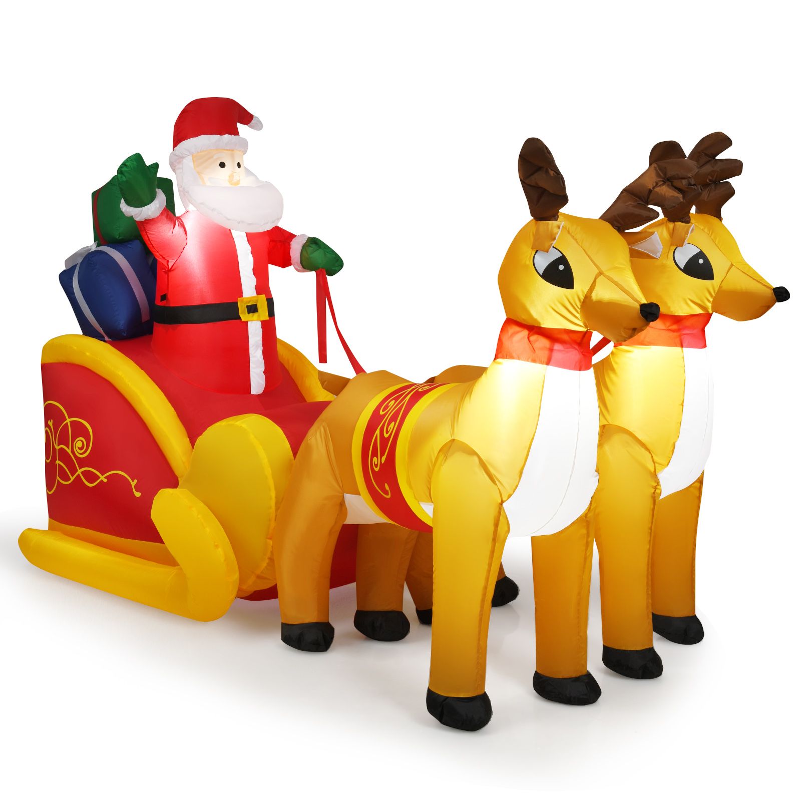 2.3 M Inflatable Christmas Santa Reindeer Sled Christmas Inflatable Sa