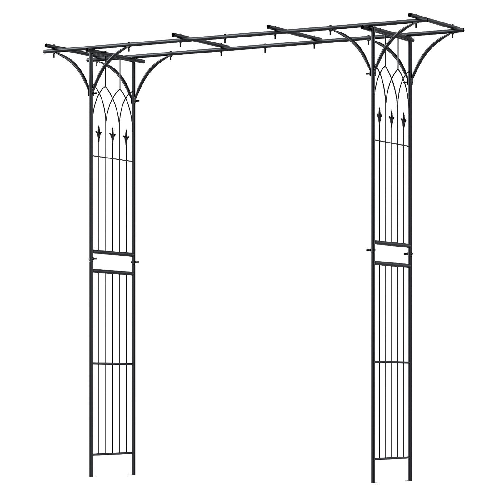 207 cm Flat Top Garden Arch with Trellises for Climbing Plants Outdoor
