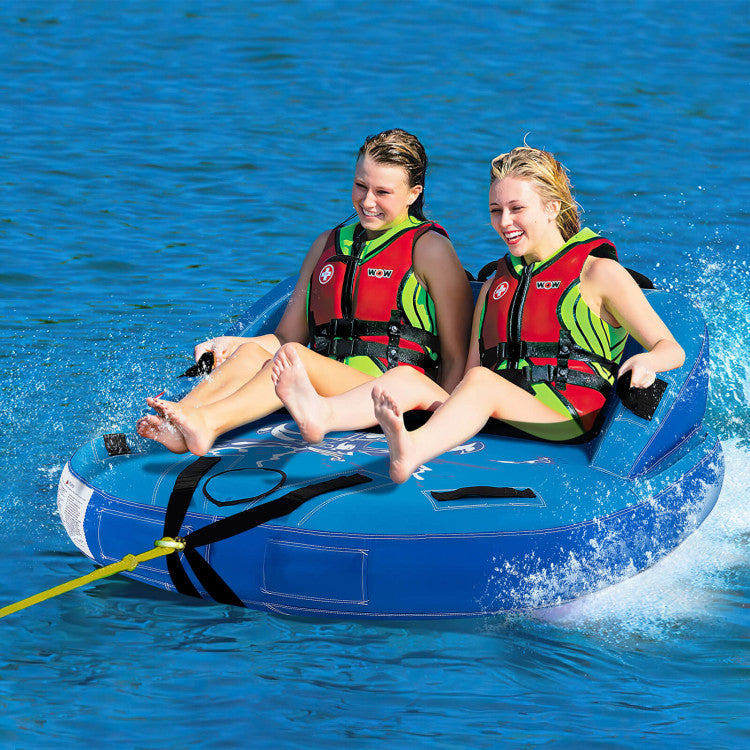 2 Person Inflatable Towable Tubes Water Sports Towables with Drainage