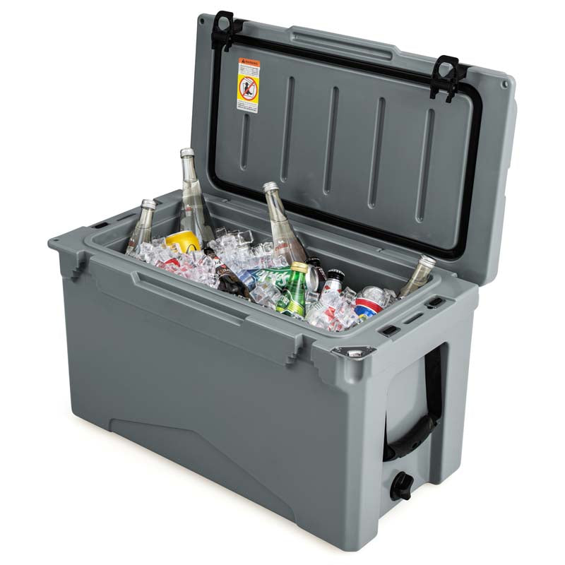 50 QT Rotomolded Camping Cooler, Insulated Large Ice Chest with Portab