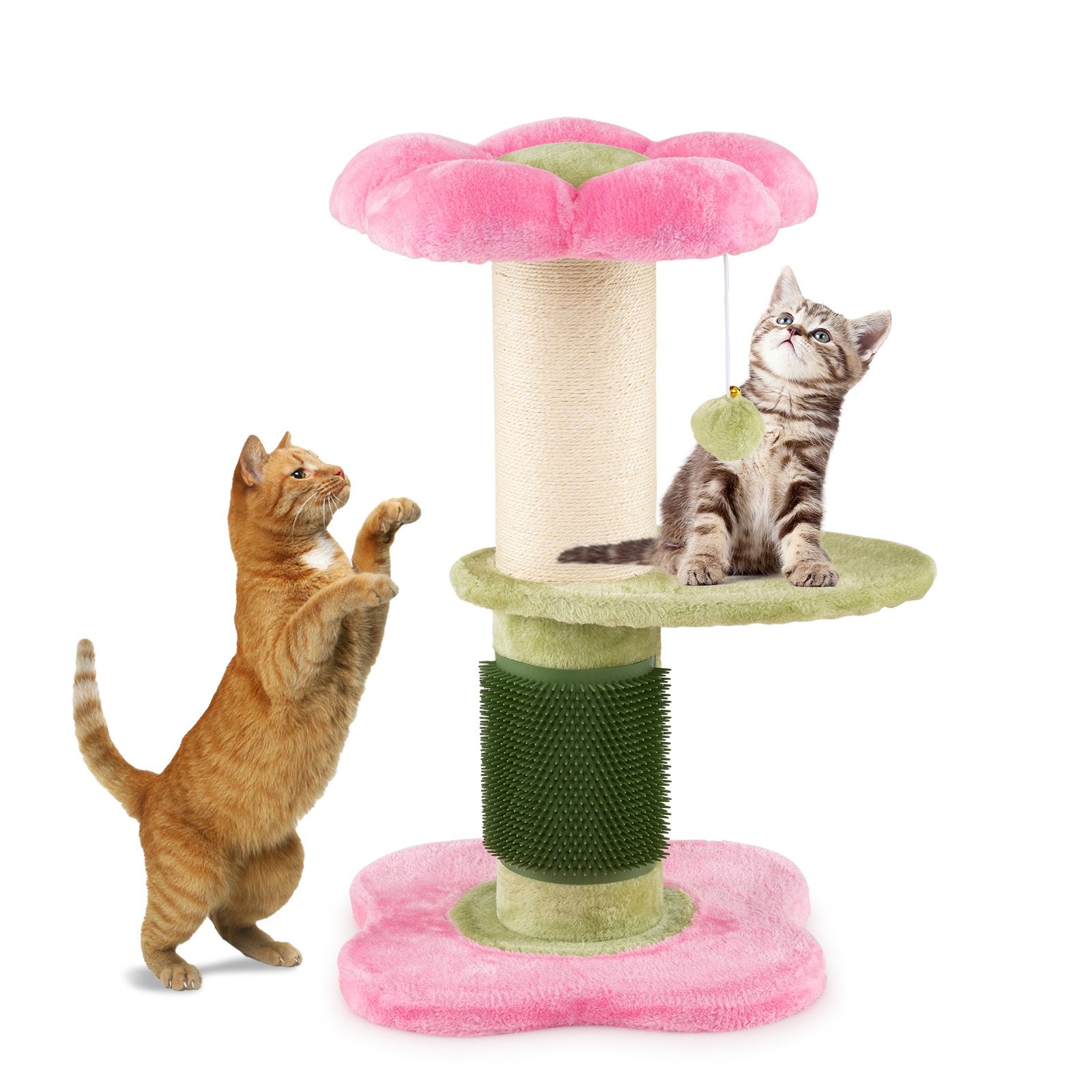 Flower Cat Tree with Padded Plush Perch and Sisal Scratching Post and