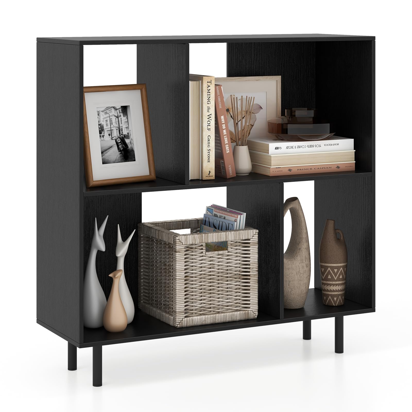 Open Shelf Bookcase Minimalist Cube Bookshelf Freestanding Book Displa