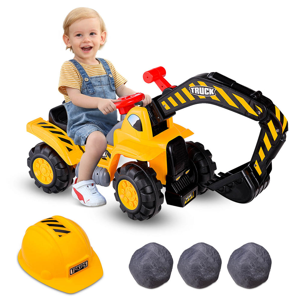 Kids Excavator Ride On Digger Toy, Construction Vehicle Toddler Toy ...