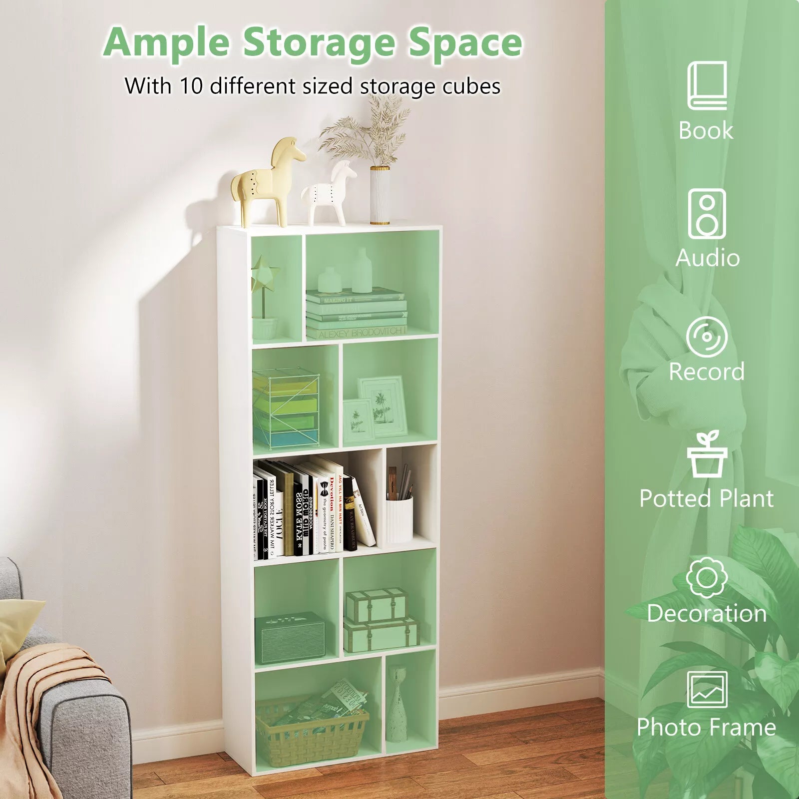 5-tier Bookshelf Bookcase Home Organizer Display Shelf Wood Storage Sh