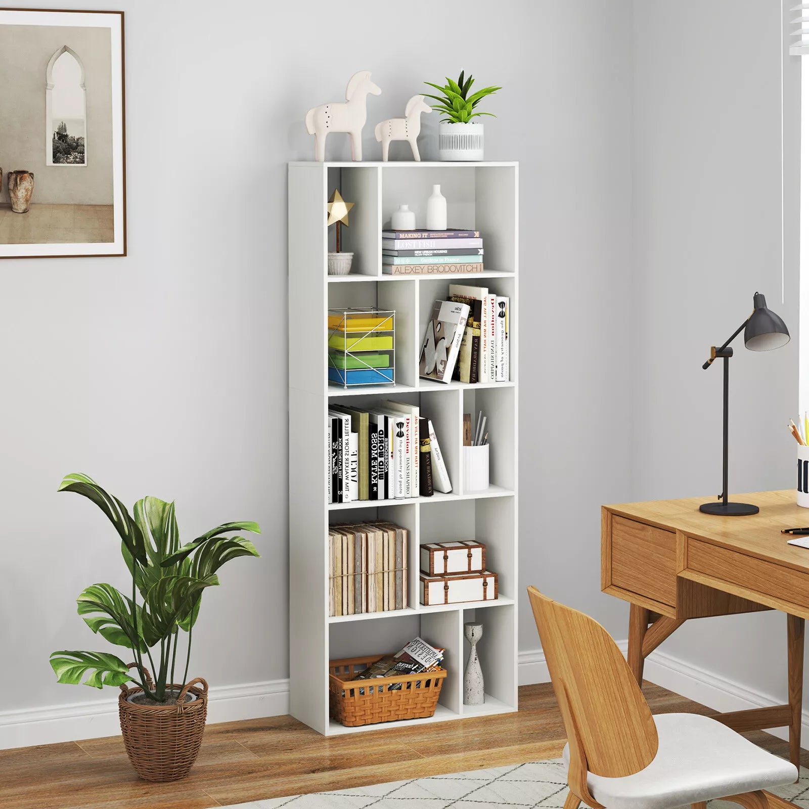 5-tier Bookshelf Bookcase Home Organizer Display Shelf Wood Storage Sh